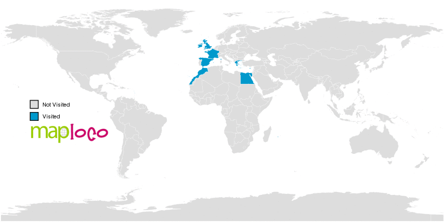 Countries I've Visited: Cyprus, Egypt, France, Greece, Ireland, Morocco ...