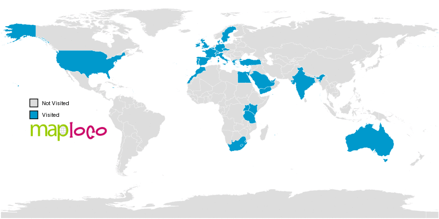 Countries I've Visited: Australia, Belgium, Cyprus, Czechia, Denmark ...
