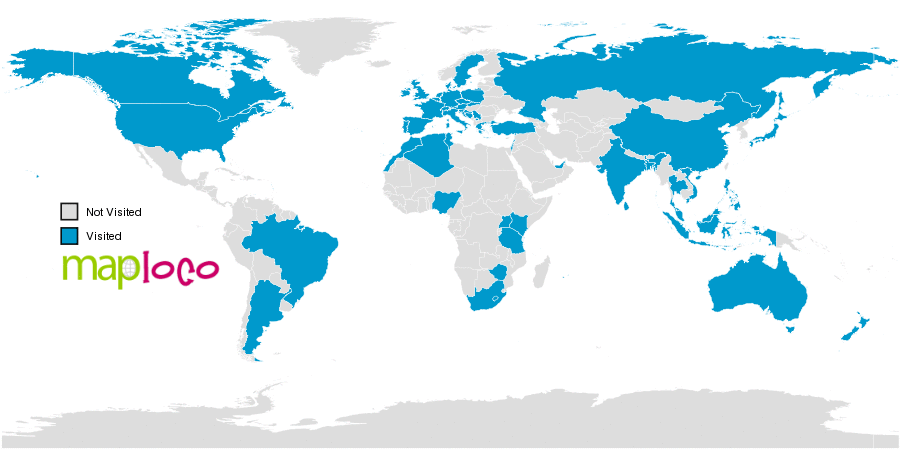 Countries I've Visited: Algeria, Argentina, Australia, Austria ...