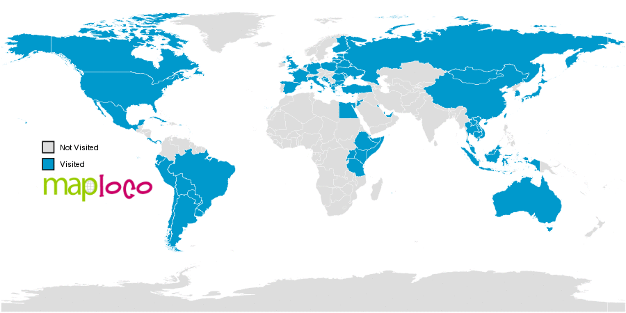 Countries I've Visited: Albania, Argentina, Australia, Bahrain, Belarus ...