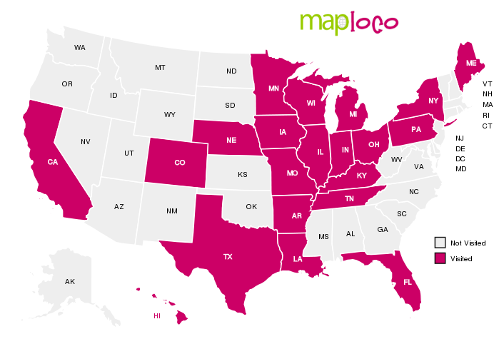 States I've Visited: Arkansas, California, Colorado, Florida, Hawaii ...