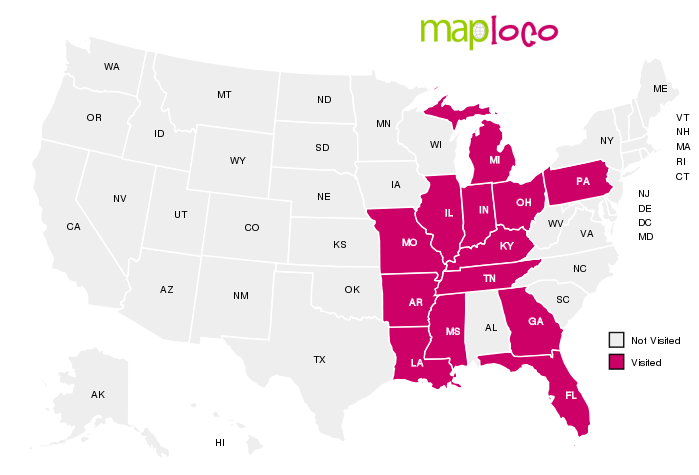 States I've Visited: Arkansas, Florida, Georgia, Illinois, Indiana ...