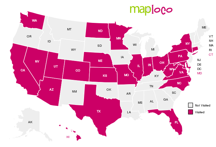 States I've Visited: Arizona, California, Colorado, Connecticut ...