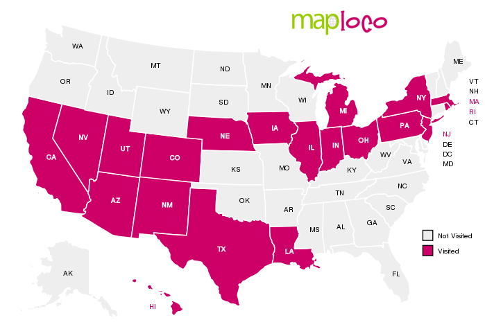 States I've Visited: Arizona, California, Colorado, Hawaii, Iowa ...