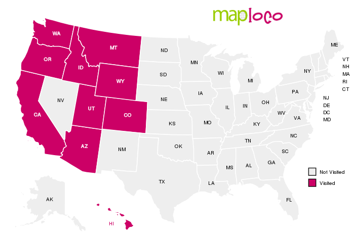 States I've Visited: Arizona, California, Colorado, Hawaii, Idaho ...